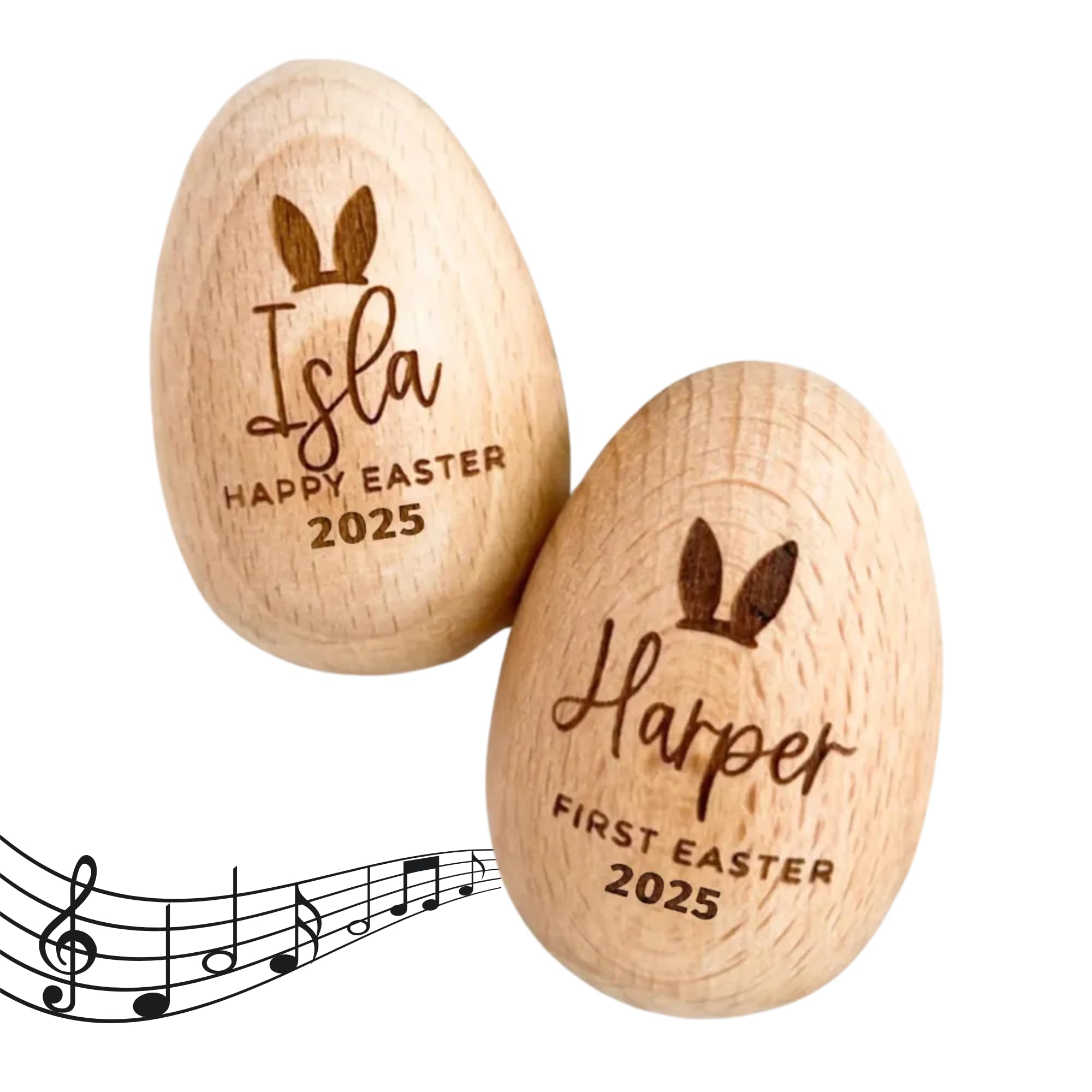 Vibrant Personalized Wooden Easter Eggs for Baby's Joyful Musical Cele ...