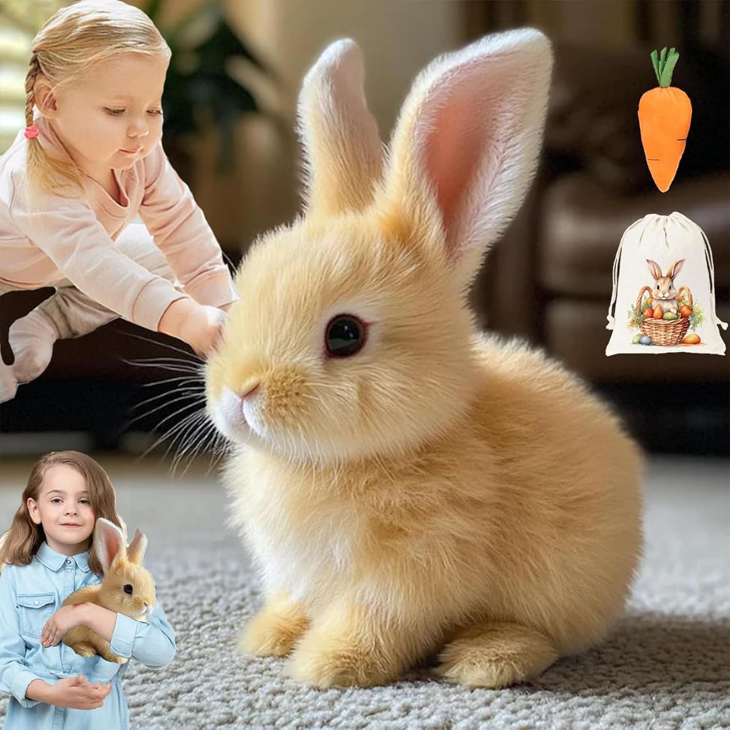 Bunny Buddy: Interactive, Realistic Easter Bunny Toy with Jumping Twit ...